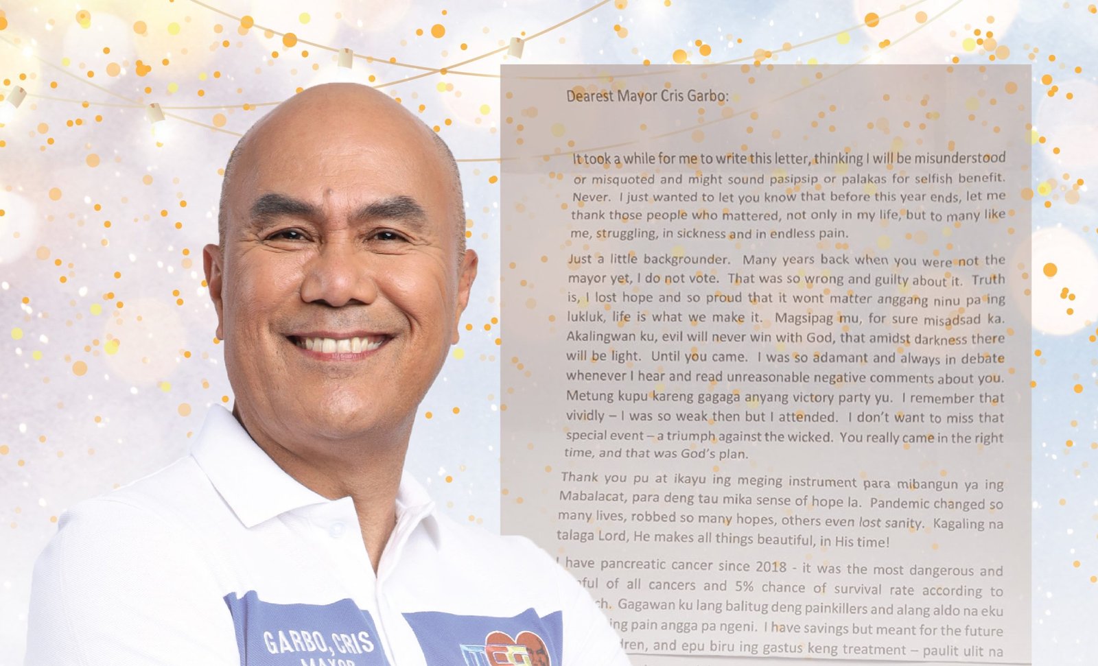 Mabalaqueño cancer patient pens appreciation letter for Mayor Garbo ...