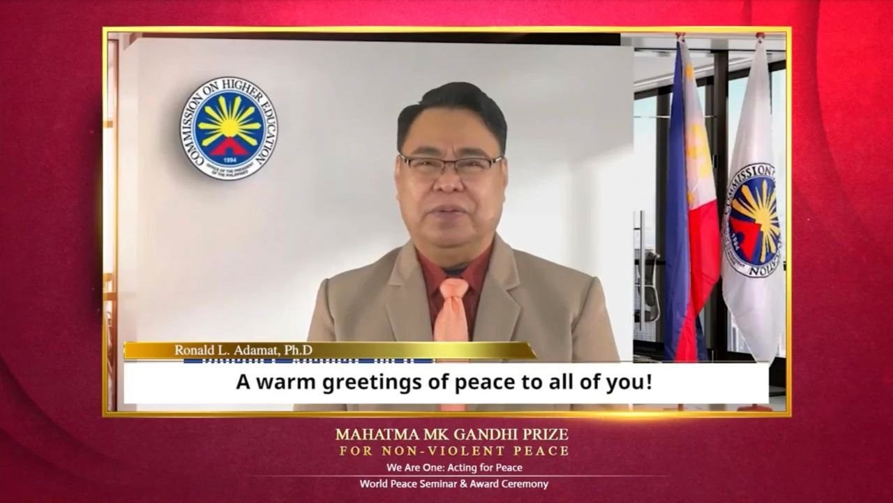 CHED Commissioner wins Mahatma MK Gandhi Prize for Non-Violent Peace ...