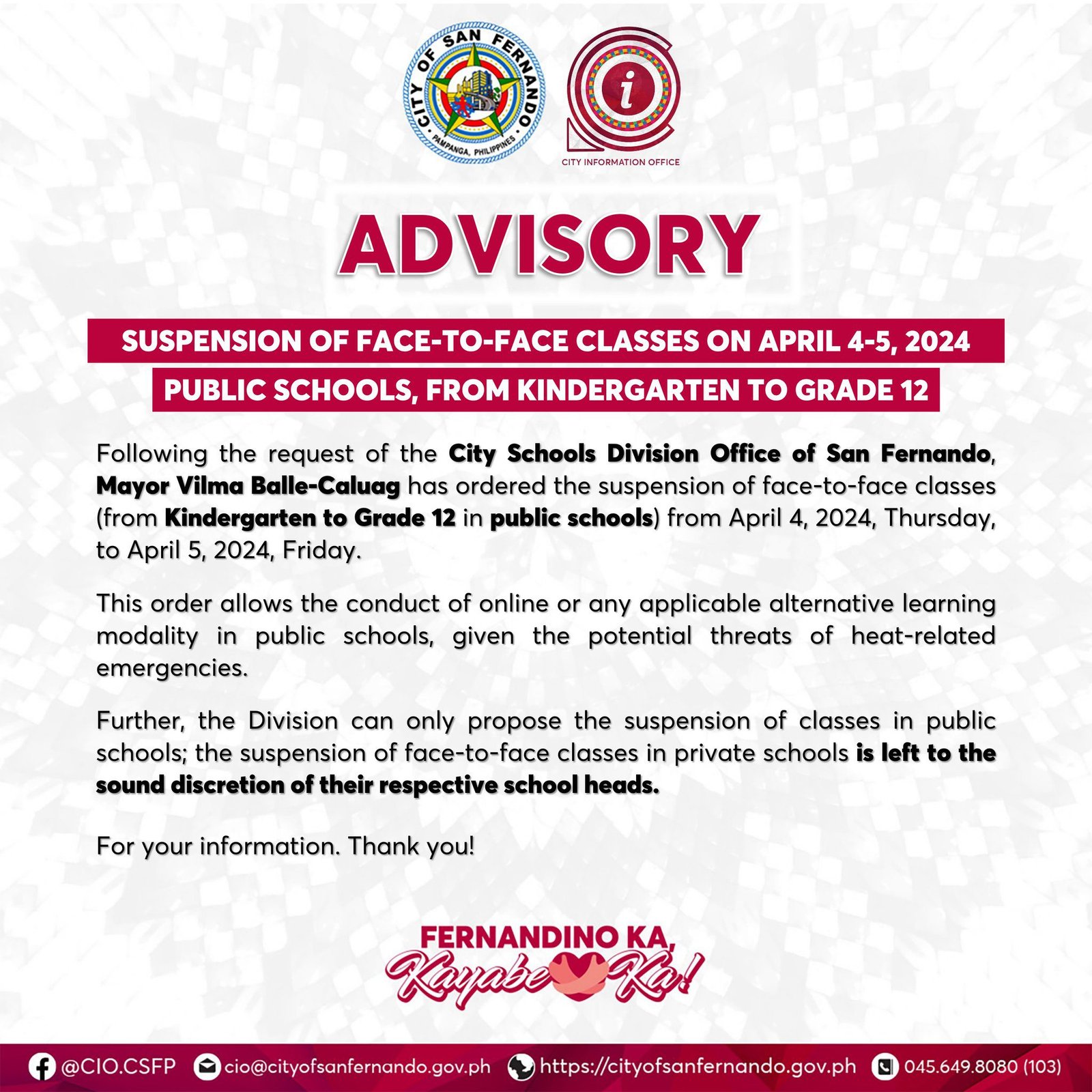 F2F CLASS SUSPENSION IN CSFPo Draft – The Voice Newsweekly